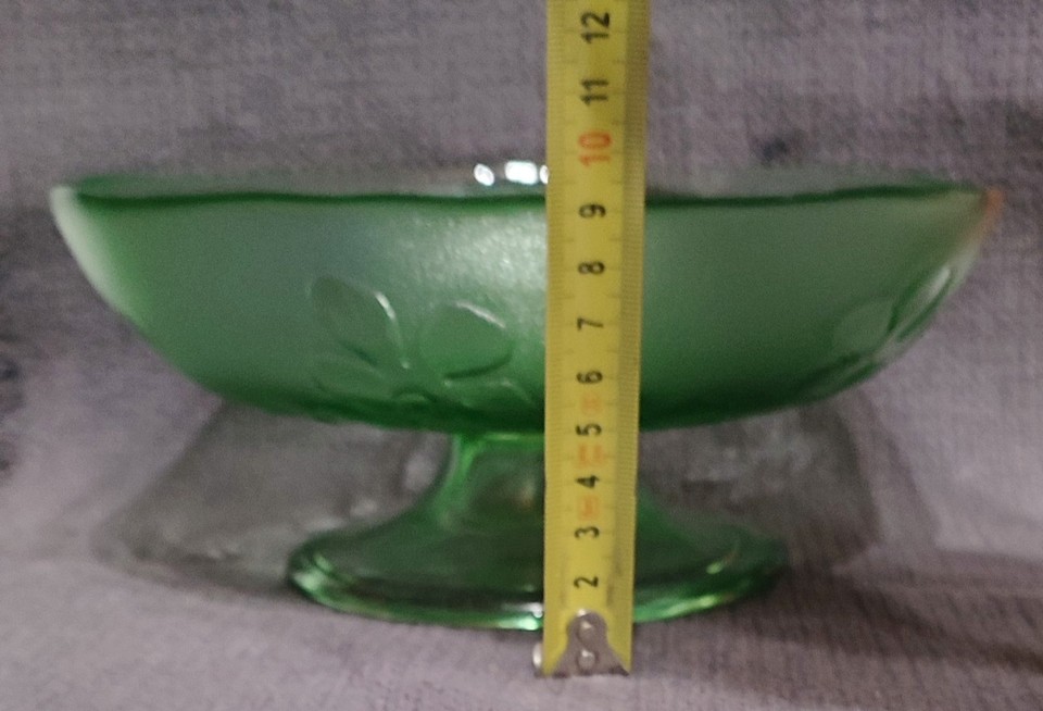 Villeroy Boch Bowl On Foot And Plate Vintage Pressed Green Glass | eBay