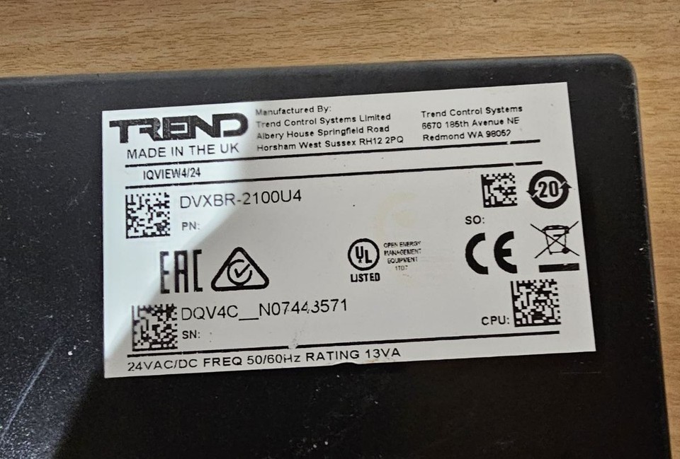 Trend IQVIEW4/24 Screen 24V AC/DC - Read!! | eBay UK