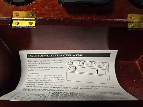 Quartz Barometer Table Top Weather Station Wood Box. AA Battery ...
