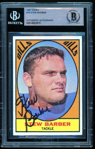 STEW BARBER 1967 Topps #18 Buffalo Bills BGS/BAS Certified Authentic ...
