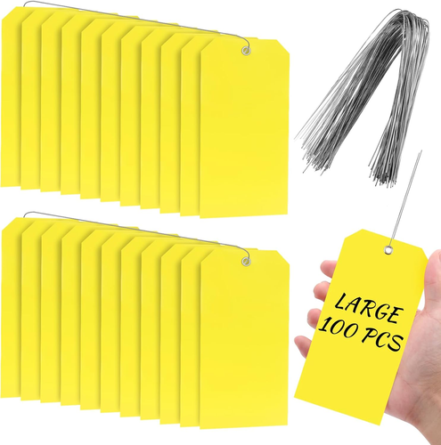 100 Yellow Plastic Shipping Tags - Durable, Writable, Heavy Duty ...