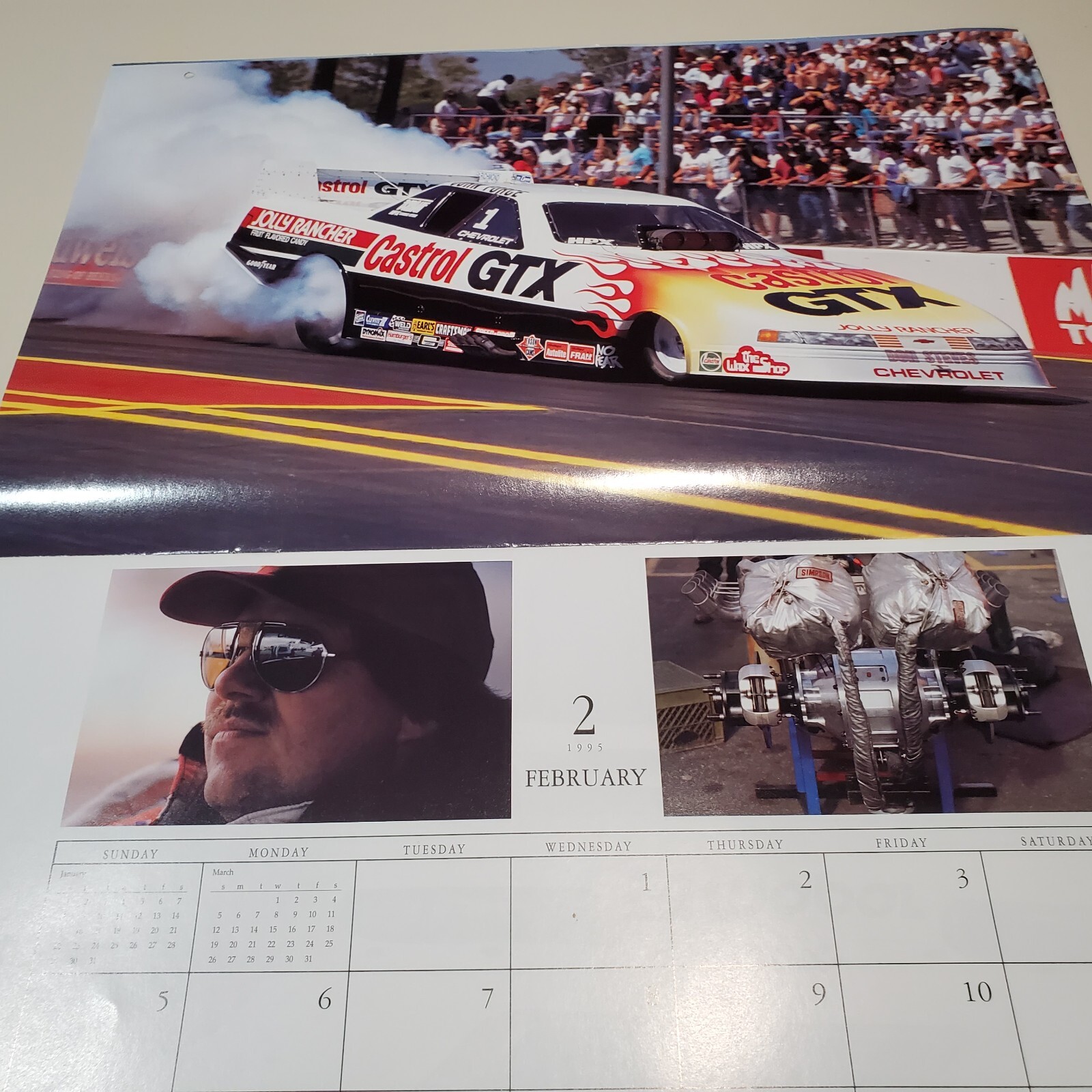 Vintage 1995 racing calendar NHRA TOP FUEL NITRO FUNNY CAR HEMI PRO ...