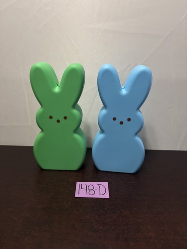 10” Blue & Green Blowmold peeps Easter bunny rabbit lighted peep Blow ...