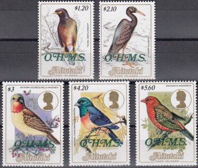 AITUTAKI 1985 Birds Overprinted “O.H.M.S.” (Official Stamps), 5 values ...