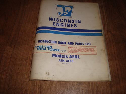 Wisconsin Engines Instruction Book And Parts List Models AENL AEN AENS ...