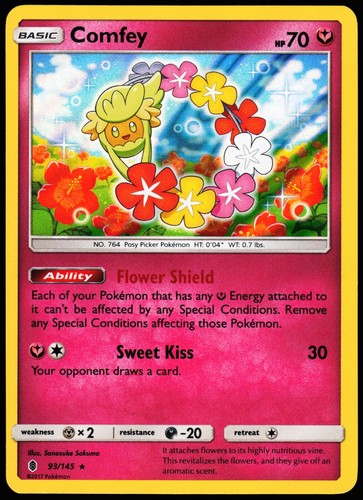 Comfey 93/145 Holo Rare Pokémon Card 2017 Guardians Rising NM | eBay