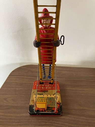"Vintage Marx Climbing Fireman Wind- up Tin Toy-Works- 1950s Fire ...