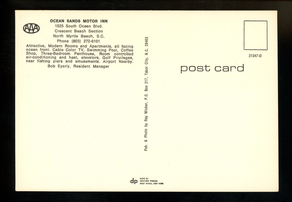 South Carolina SC postcard North Myrtle Beach Ocean Sands Motor Inn ...