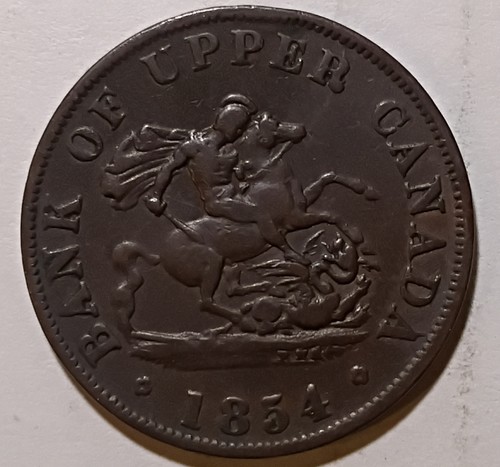 Canada - 1854 Bank of Upper Canada Half Penny Saint George Slaying The ...