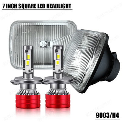 Pair 7X6 5X7 Black LED Headlights Hi Lo Beam For Chevy Astro G10 G20 ...