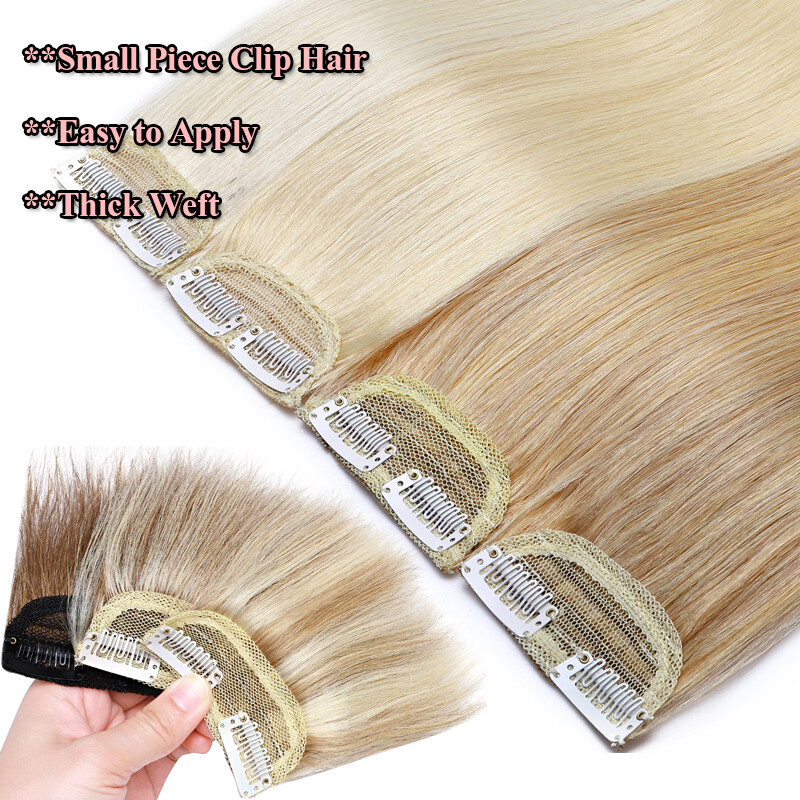Small Piece Thick Clip In Human Hair Extensions Topper Weft Hairpad ...