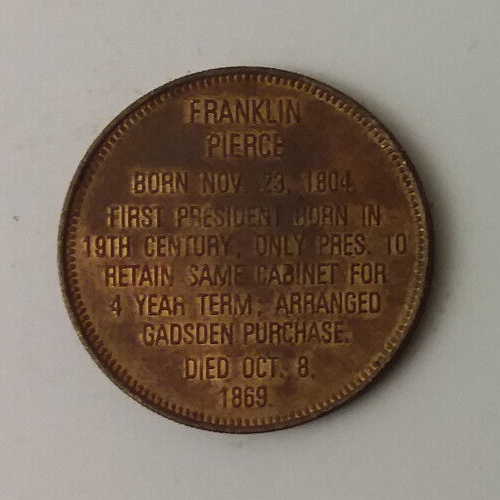 Franklin Pierce 14th President Coin Medal Token 26mm | eBay