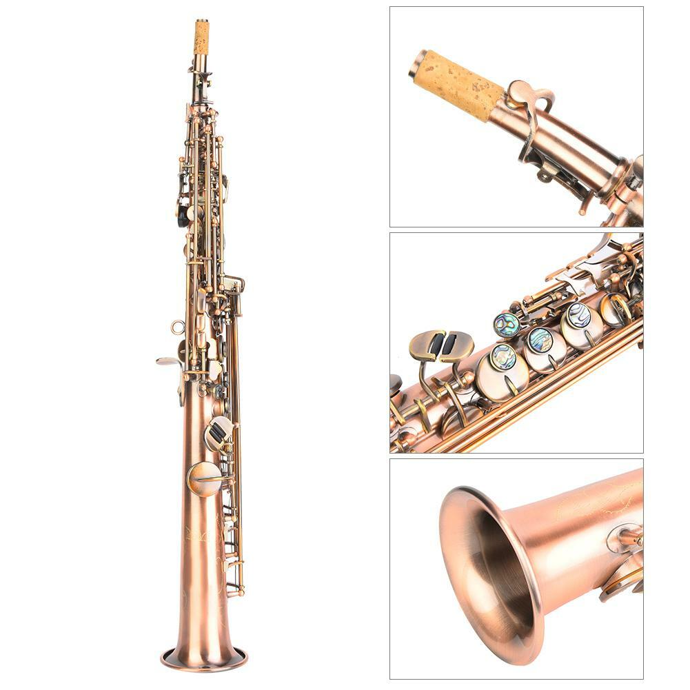 Antique Red Copper B Flat Soprano Straight Saxophone Sax Kit with ...