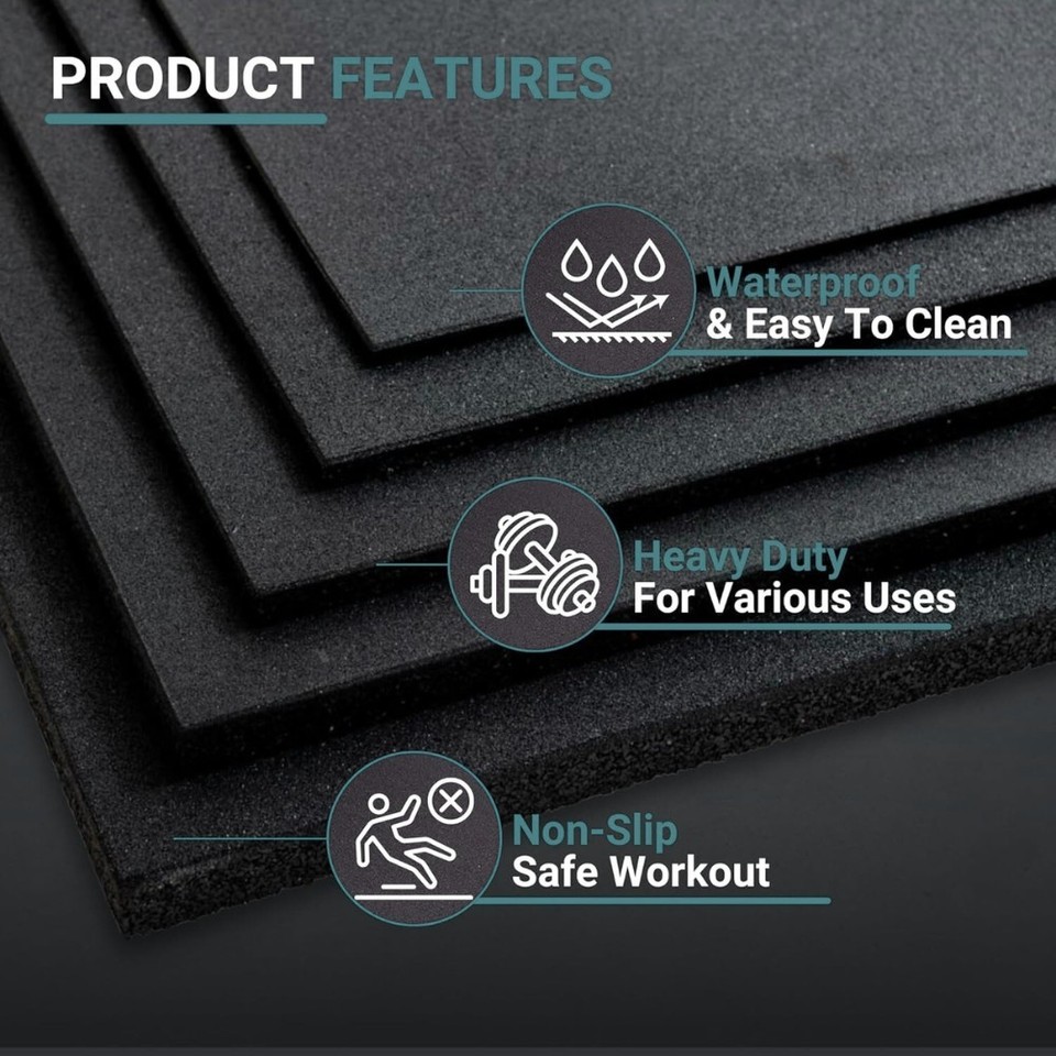 15mm Rubber Gym Mats 1mx1m | eBay UK