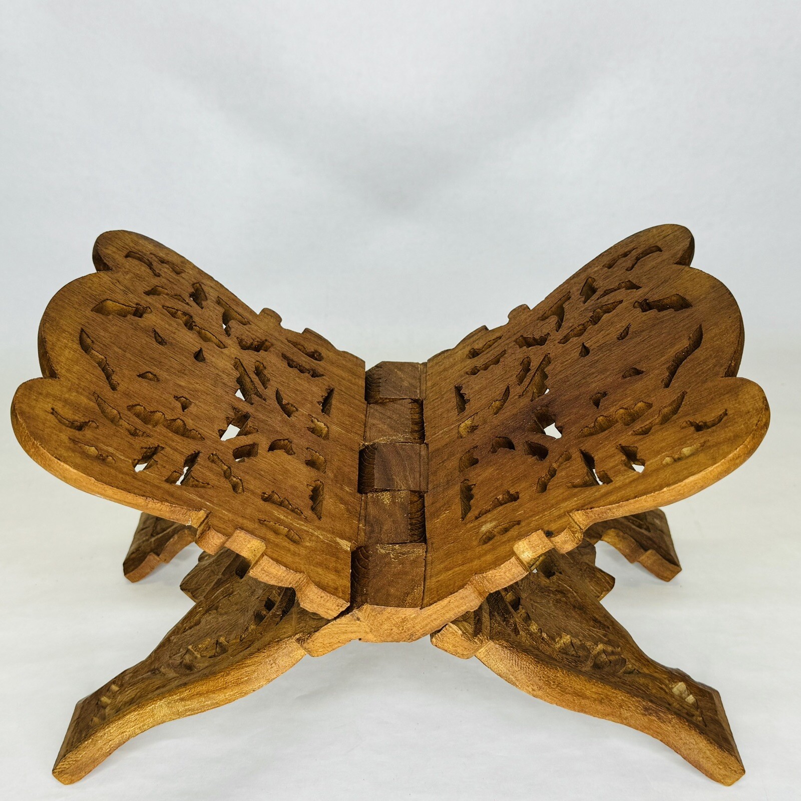 Vintage Hand Carved Wooden Folding Book Holder Bible Stand Display | eBay