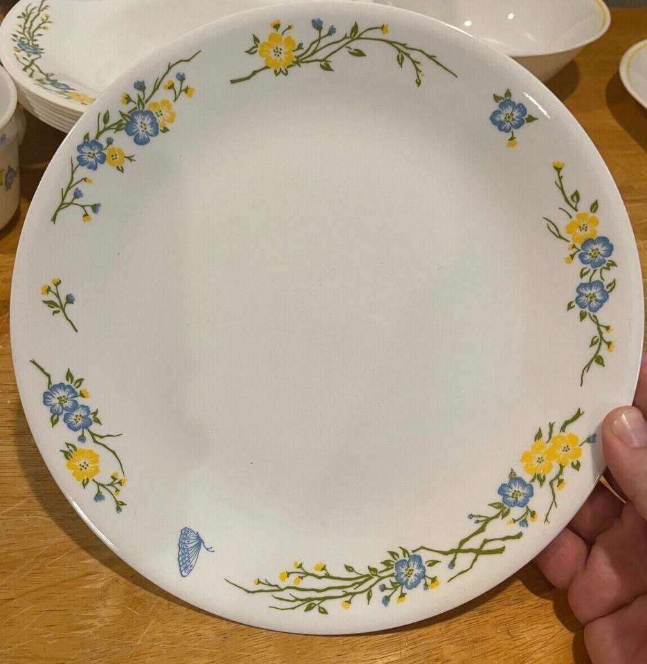 Corelle Pyrex Butterfly Flirtation Blue Yellow Replacement Dishes Plate ...