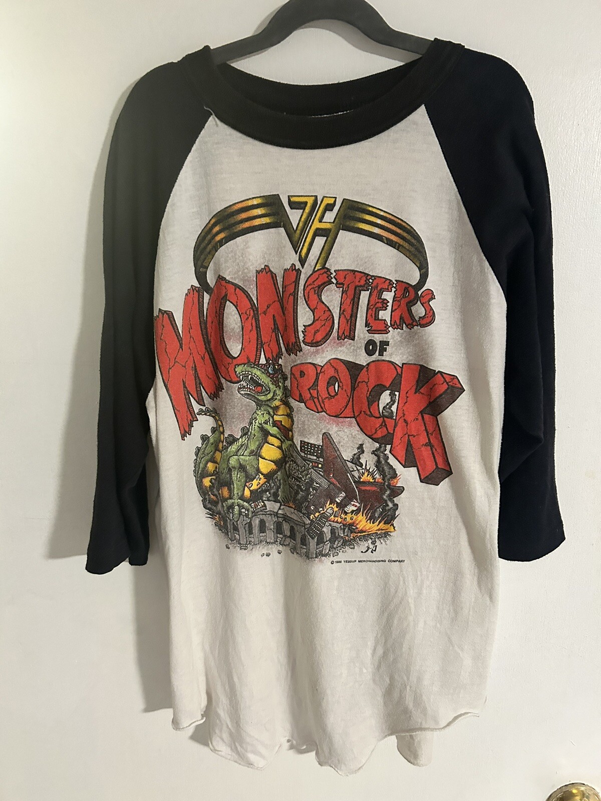 Vintage 1988 Van Halen Monsters Of Rock Raglan Tour S… - Gem