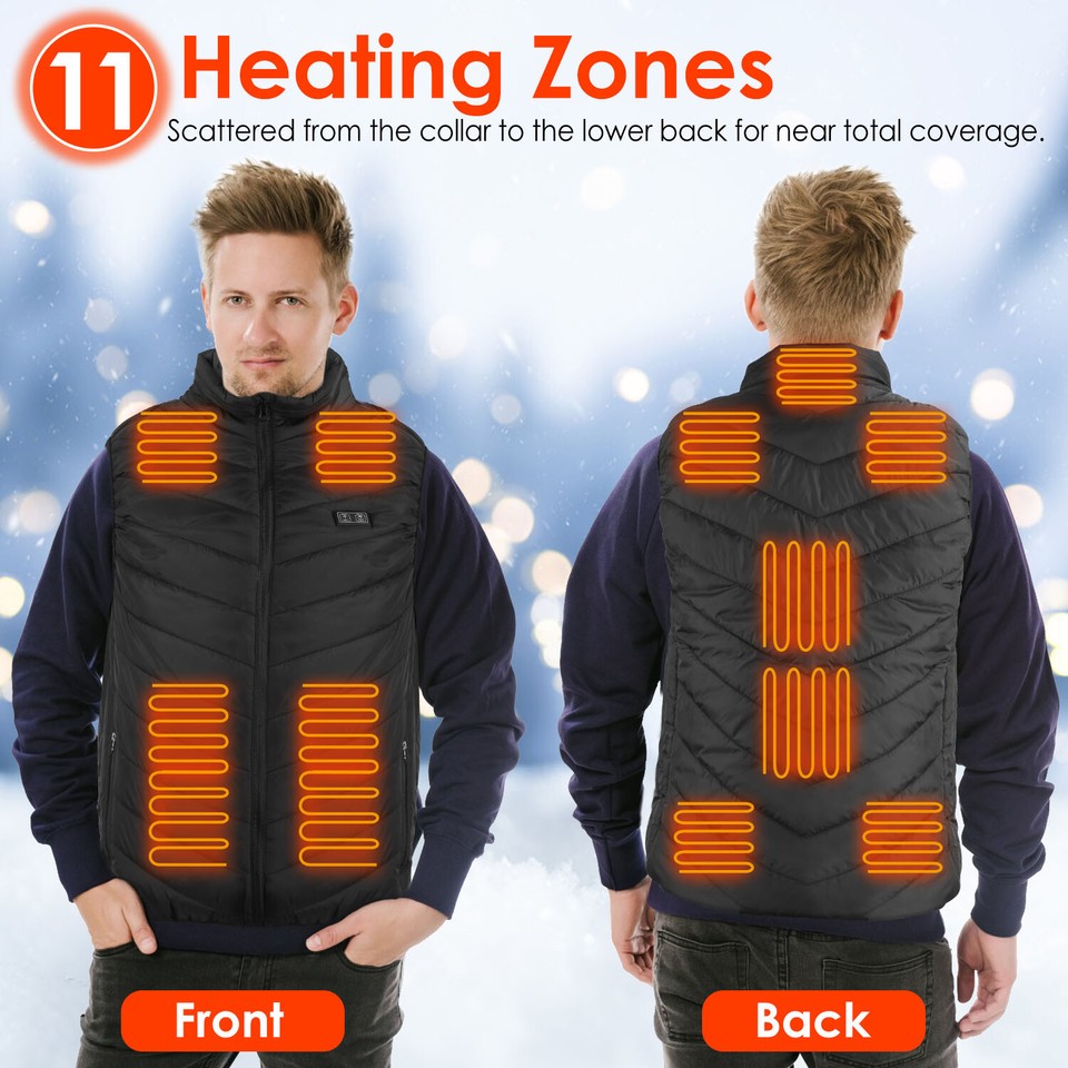 Heated Vest 11 Heating Zones with 20000mAh Battery Pack Electric ...
