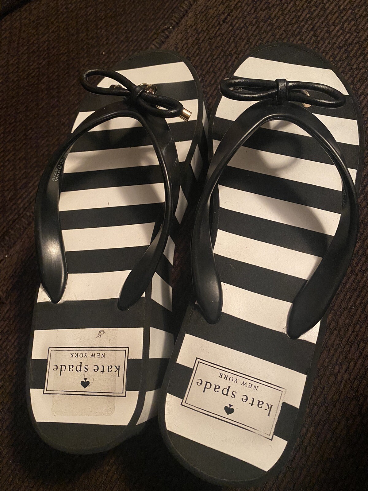 kate spade black and white striped platform flip flops - Gem