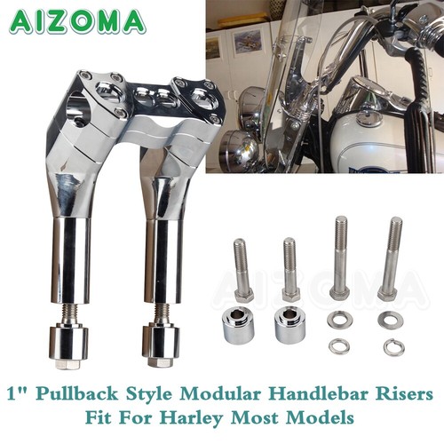 1.5'' Pullback 6"+1'' Rise Chrome Handlebar Risers Kits For Harley ...