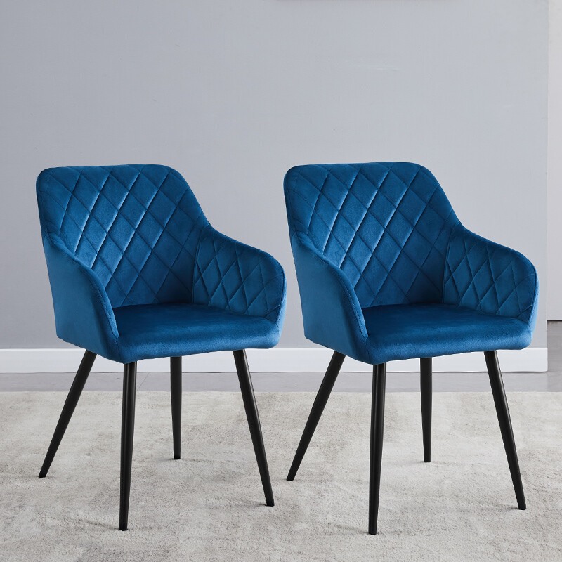 Modern Dining Chairs Velvet / Faux Leather Diamond Seat Kitchen Chairs ...