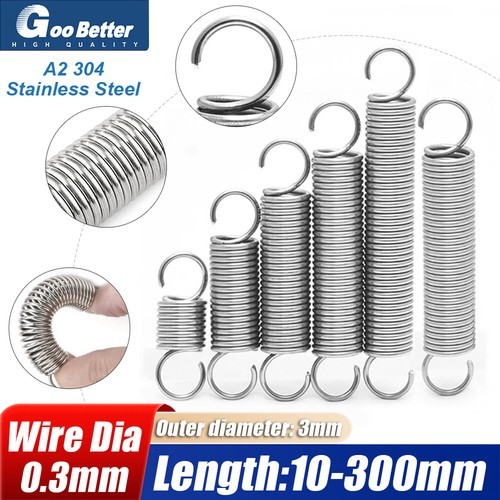 Wire Dia 0.3mm Expansion Springs Hook Tension Expanding Extending 10 ...
