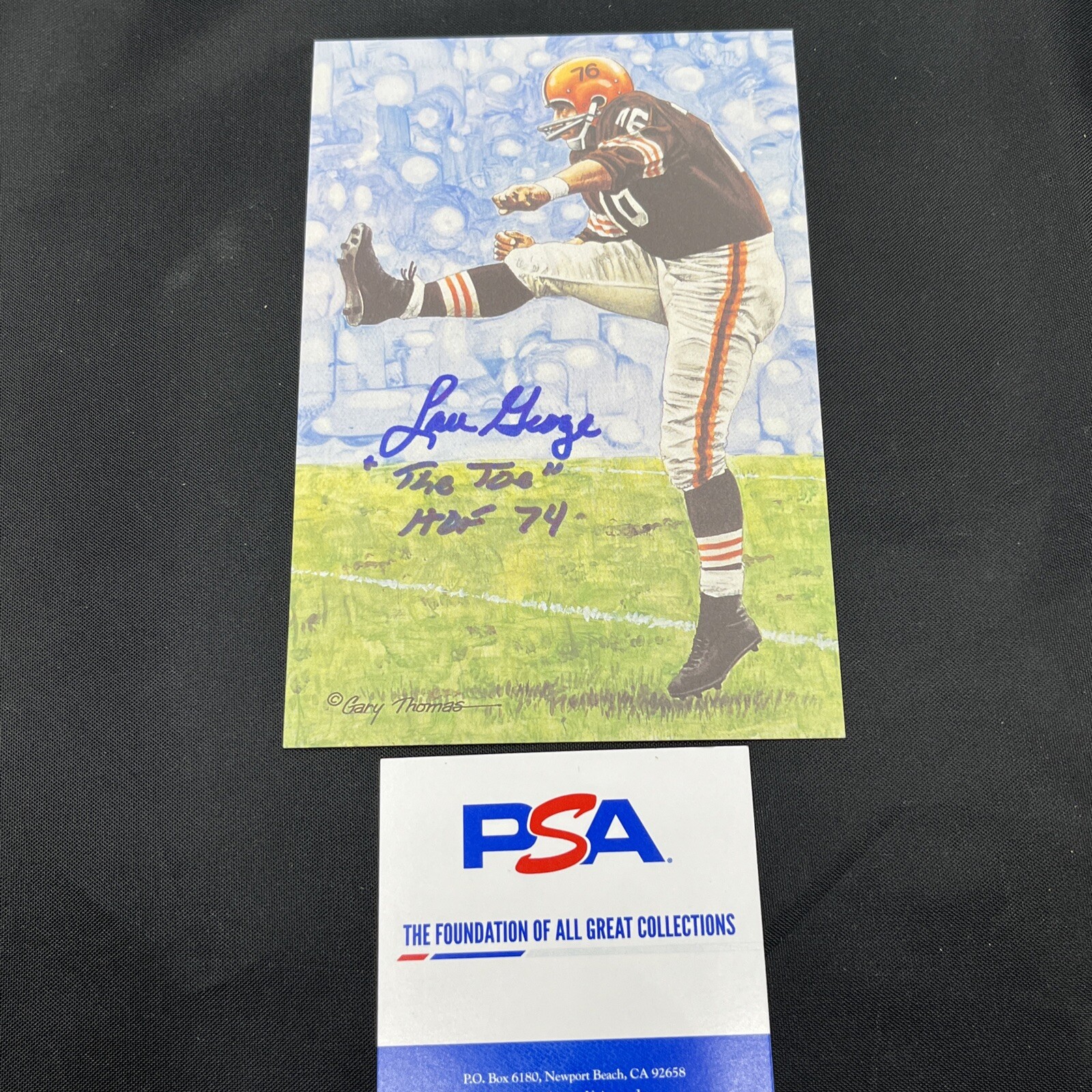 Lou Groza Autographed Signed Browns HOF 1974 Goal Line Art Card PSA /DNA