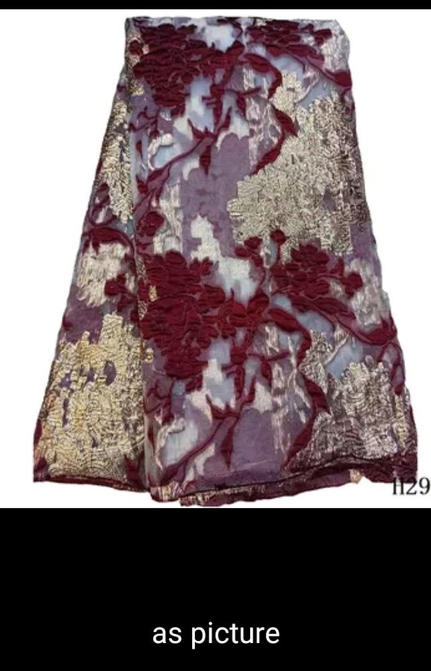 High Quality Embroidered Brocade Lace greed Wine And Gold 5yards | eBay