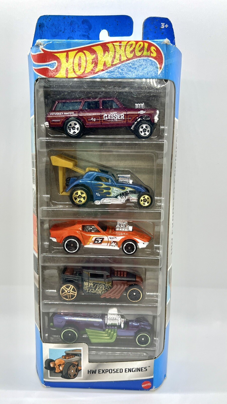 Hot Wheels HW Exposed Engines Mattel 1:64 Exposed Engines 5 Car Set ...
