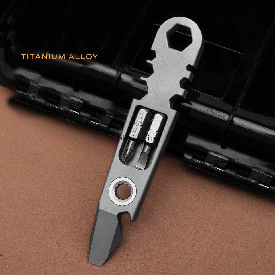 New Titanium Alloy Ratchet Wrench Pocket Pry Bar Crowbar Tool Opener ...