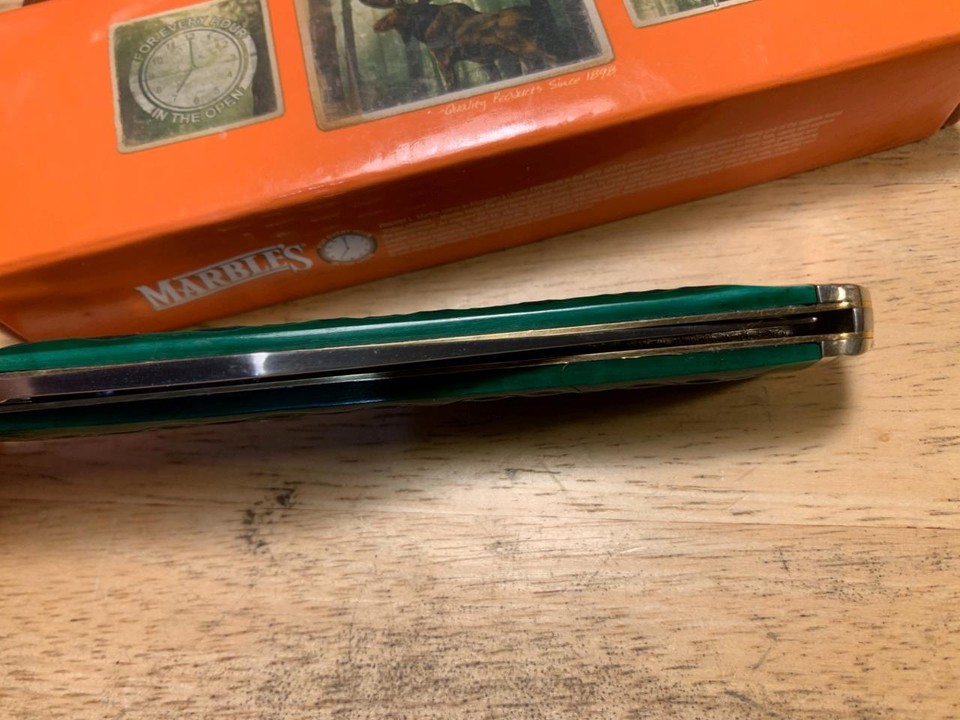 Marbles One Blade Hunter Green Bone Lockback 5 1/4" Pocket Knife MR632 ...