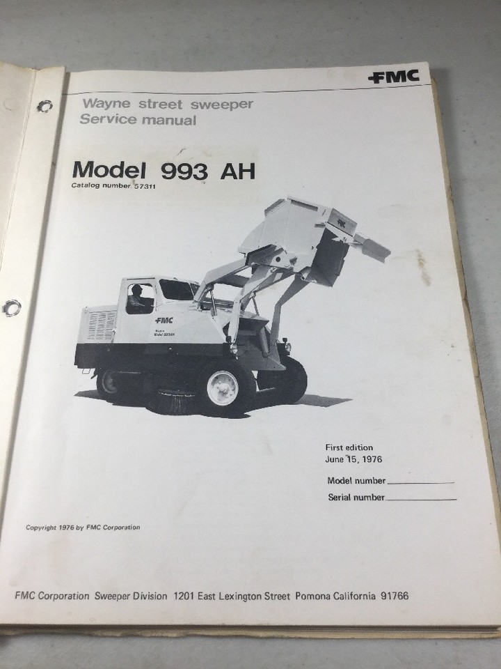 FMC, Wayne Model 993 AH Sweeper Service Manual | eBay