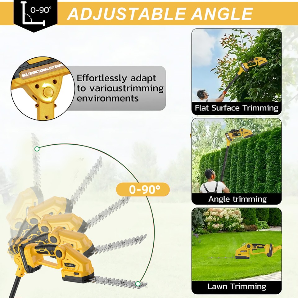 Pole Hedge Trimmer Cordless, 18-inch Electric Hedge Trimmer with ...