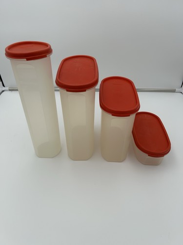 Set Of 4 Vintage Tupperware Modular Mates Oval With Red Lids. #1,3 - 5 ...