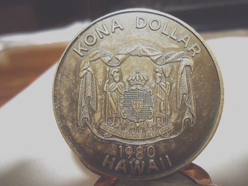 KONA DOLLAR -ALOHA 1980 HAWAII KONA COAST - CHAMBER OF COMMERCE - TOKEN ...