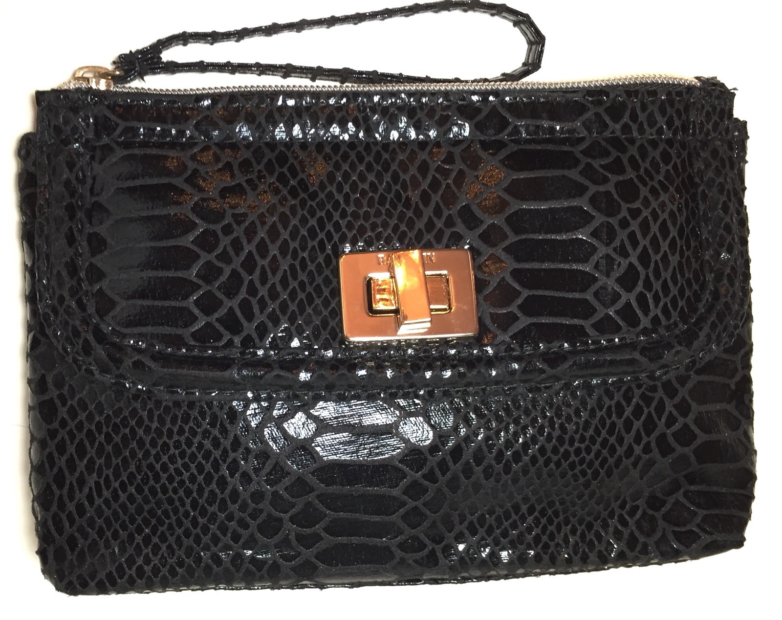 NEW Balmain Parfums Black Leather Makeup Bag Cosmetic Case Travel Pouch ...