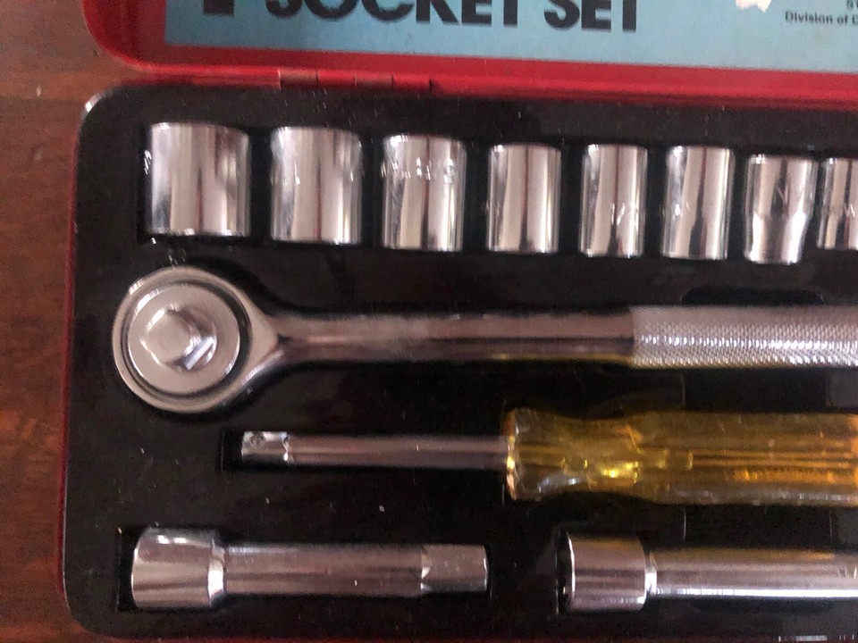Vintage Steelcraft Socket Set Tools 21 Piece 3/8" 1/4" Metal SAE Made ...