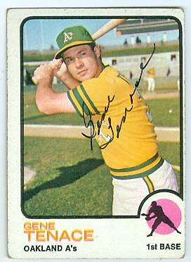 Gene Tenace autographed baseball card (Oakland Athletics) 1973 Topps ...