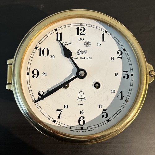 Schatz Royal Mariner Bell Clock Brass 7 Jewels No Key or Glass UNTESTED ...