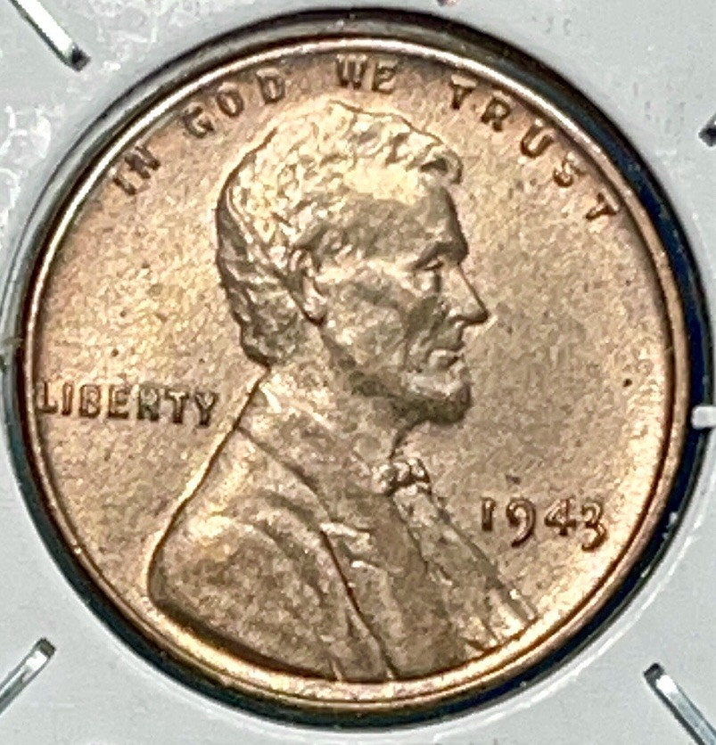 1943 STEEL PENNY 1 CENT WRONG PLANCHET MINT ERROR BU RED COLOR SUPER ...