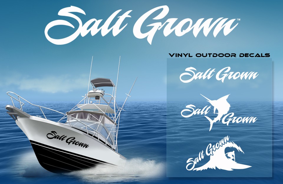 Salt Grown Brand Logo window decal saltwater fishing sticker life beach ...