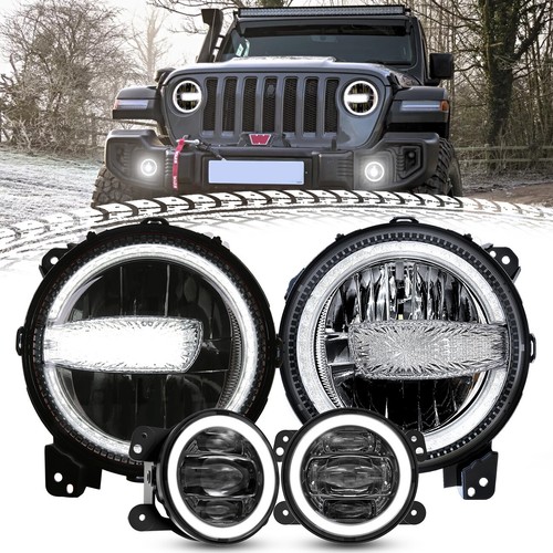 LED HEADLIGHTS DRL FOG LIGHTS COMBO FOR JEEP WRANGLER JL JLU RUBICON ...