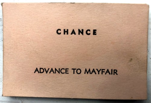 1930's Australian Monopoly Part - CHANCE ADVANCE TO MAYFAIR Card - No ...