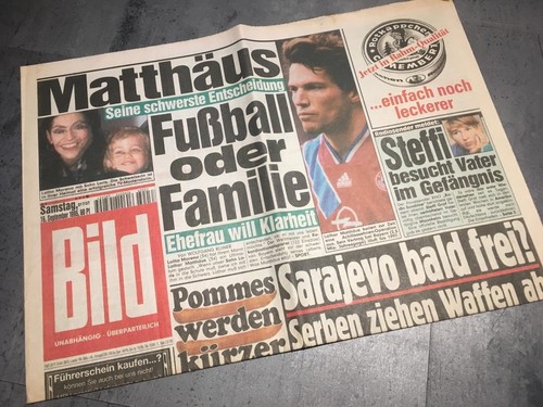 BILDzeitung 16.09.1995 September 16.9.1995 Geschenk 24. 25. 26. 27 ...
