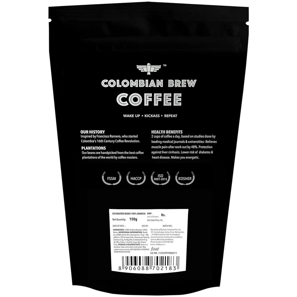 Colombian Brew 100% Arabica Roasted Coffee Beans 150g Free Shipping ...