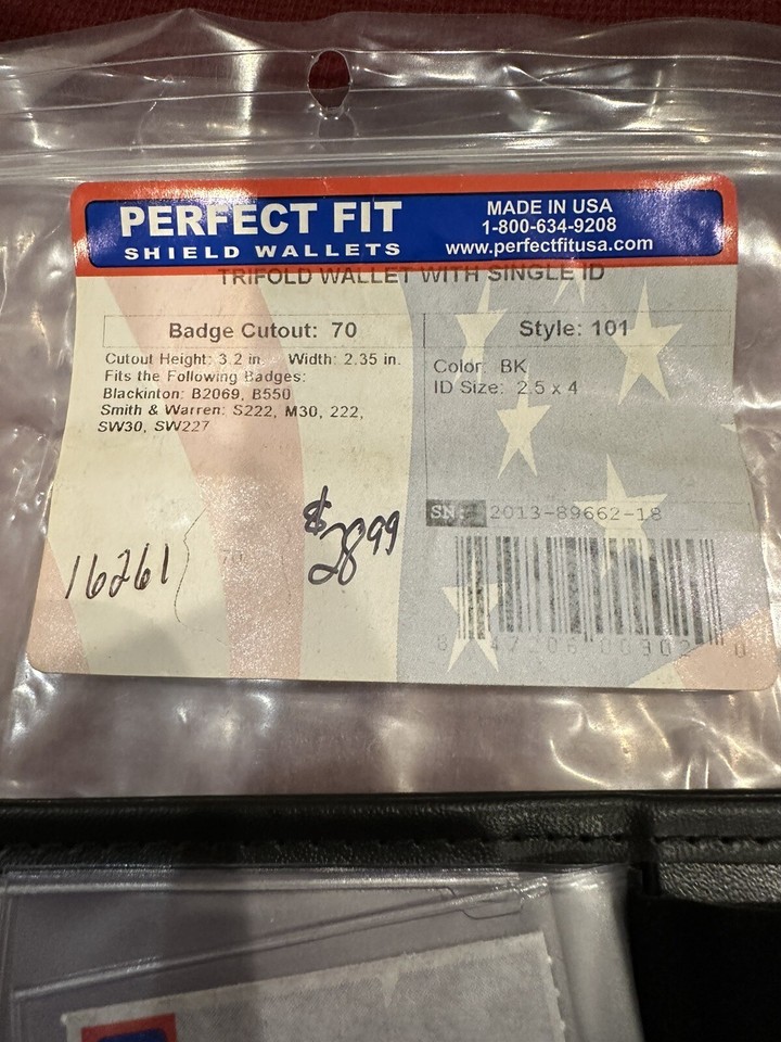 Badge (Tri-fold) Wallet Perfect Fit Brand Style 101 Badge Cut No 70 | eBay