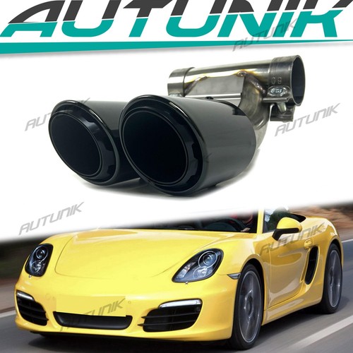 3-Layer Black Twin Exhaust Tips Pipe for Porsche Cayman Boxster 981 ...
