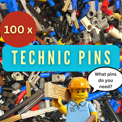 LEGO Technic Pins x 100 Small Mixed Friction Ridges Pegs Connectors ...