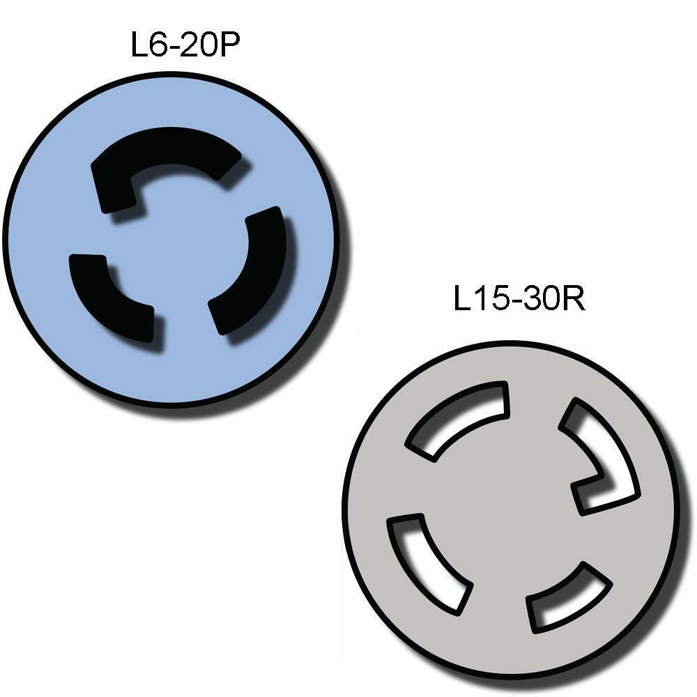 NEMA L6-20P to L15-30R Plug Adapter - 20A/250V, 12/3 SJT - Iron Box ...