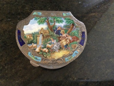 Antique Italian 800 Silver Enamel Compact | eBay